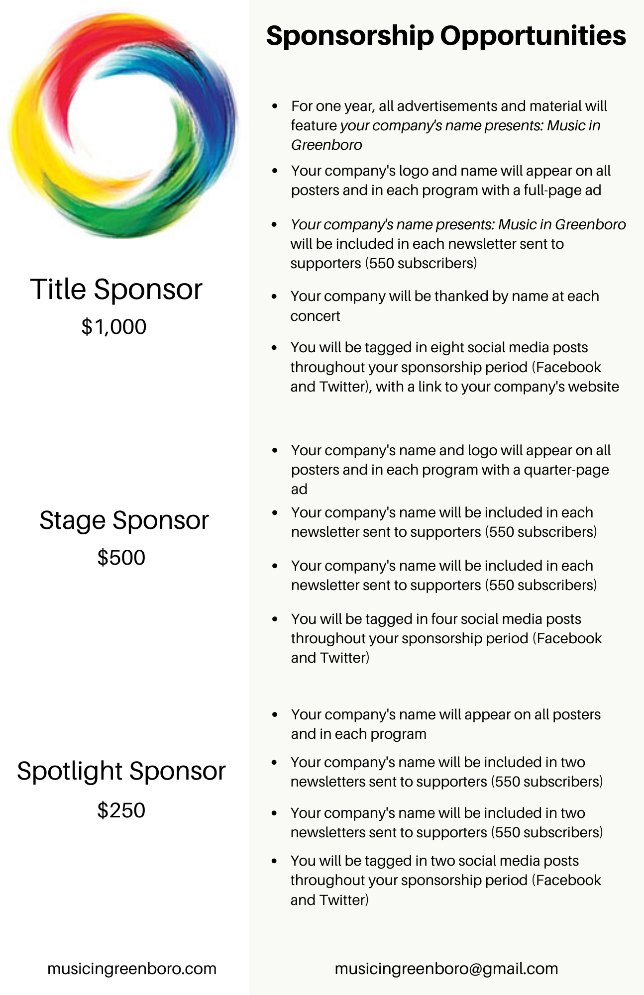 Become a Sponsor – Music in Greenboro